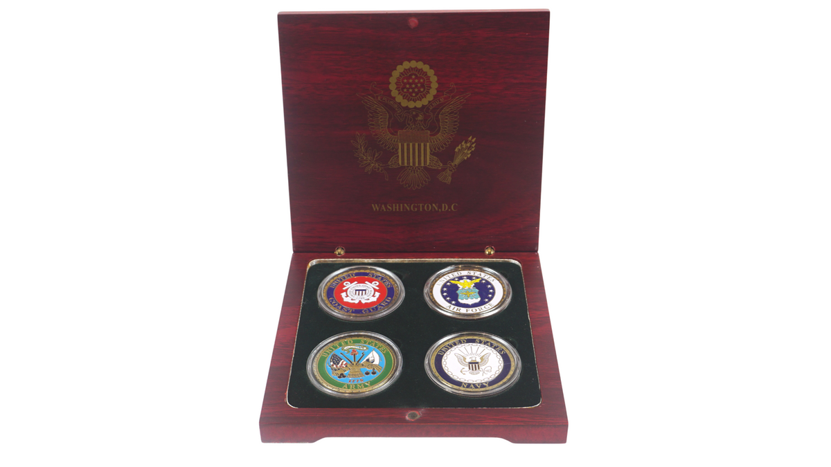 Wood Coins Holder Display Four Hole – Abe's Gifts Washington DC